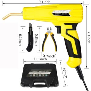 Upgraded Version 100W Hot Stapler Gun,Plastic Welder Machine for Car Bumper Repair, Plastic Weliding Repair Kit, Bumper Crack Repair Kit with Plier Include 4 Types Hot Wave Flat Staples (Yellow)