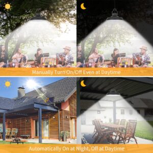 Sararoom LED Solar Pendant Light Outdoor, 7in 3000K/4000K/6000K Dimmable Indoor Solar Light with Remote Control, IP65 Waterproof Solar Shed Light with 16.4ft Cable for Patio, Camp, Chicken Coop, Barn