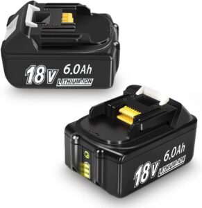 coomyxin 2pack 6.0ah replacement for makita 18v battery,compatible with makita battery18v bl1850 bl1850b bl1840 bl1840b bl1830 bl1830b bl1815b of 6000mah capacity