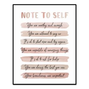 note to self, self care sign, social worker office decor, mental health wall art, counselling sings, affirmations print, positive psychology, unframed (11x14 inch)