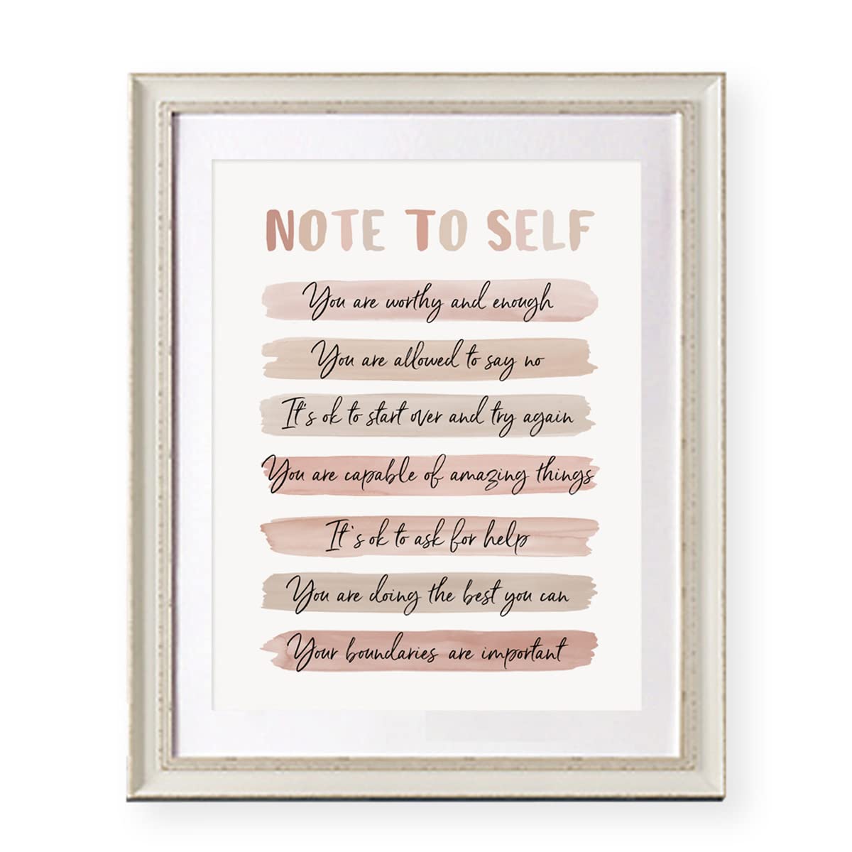 Note To Self, Self Care Sign, Social Worker Office Decor, Mental Health Wall Art, Counselling Sings, Affirmations Print, Positive Psychology, Unframed (11X14 INCH)