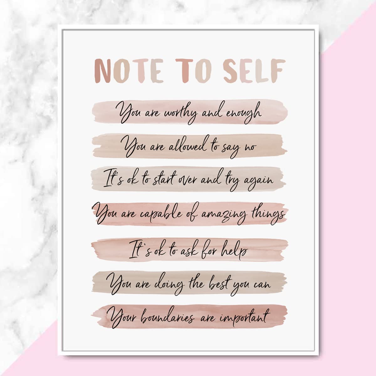 Note To Self, Self Care Sign, Social Worker Office Decor, Mental Health Wall Art, Counselling Sings, Affirmations Print, Positive Psychology, Unframed (11X14 INCH)