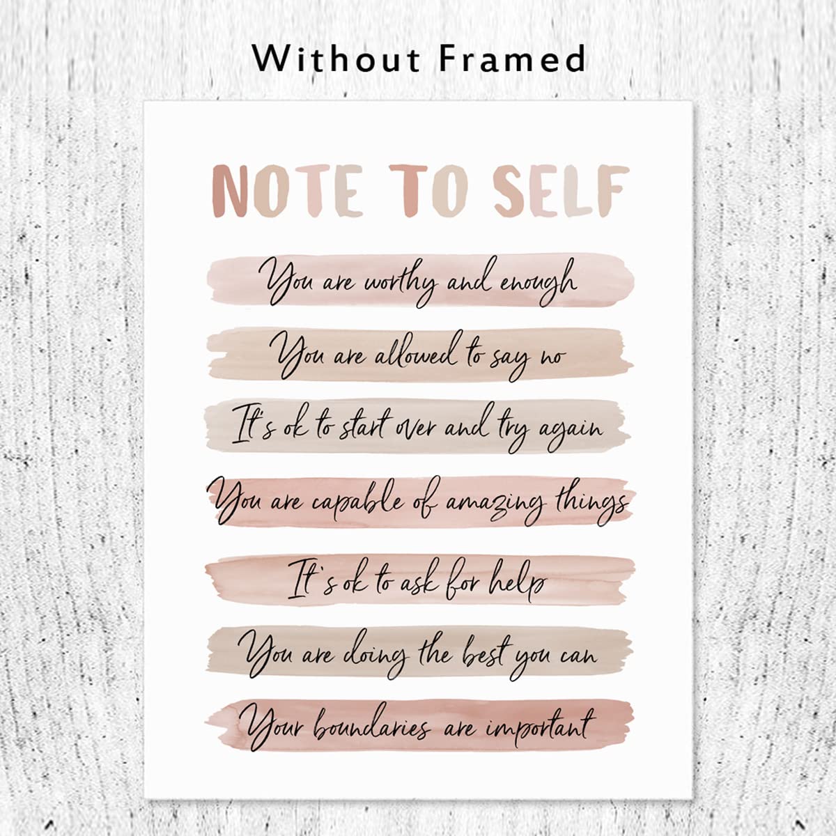 Note To Self, Self Care Sign, Social Worker Office Decor, Mental Health Wall Art, Counselling Sings, Affirmations Print, Positive Psychology, Unframed (11X14 INCH)