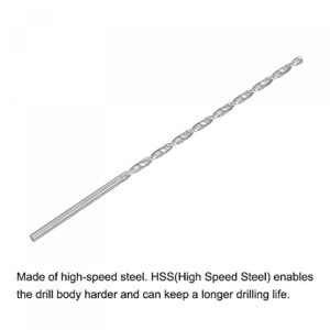 uxcell HSS(High Speed Steel) Extra Long Twist Drill Bits, 4.5mm Drill Diameter 300mm Length for Hardened Metal Woodwork Plastic Aluminum Alloy 2 Pcs