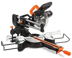 wen mm0713 9.5-amp 7.25-inch single bevel compact sliding compound miter saw with led cutline guide, black