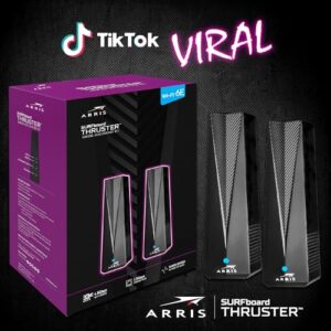 ARRIS Surfboard Thruster Wi-Fi 6E Gaming Acceleration Kit W6B | Dedicated 6GHz Band | 2.5 Gbps Port | Works with Any Wi-Fi Router/Mesh System | Optimized Connectivity for PC or Console