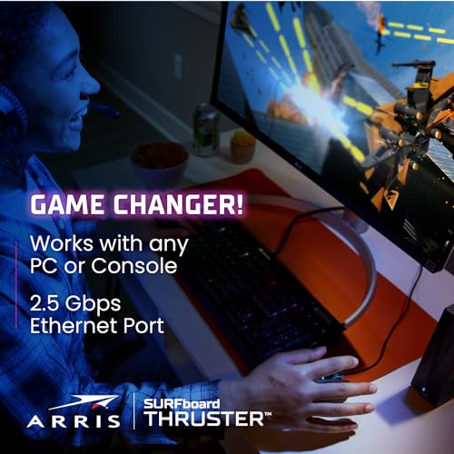 ARRIS Surfboard Thruster Wi-Fi 6E Gaming Acceleration Kit W6B | Dedicated 6GHz Band | 2.5 Gbps Port | Works with Any Wi-Fi Router/Mesh System | Optimized Connectivity for PC or Console