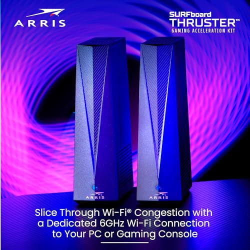 ARRIS Surfboard Thruster Wi-Fi 6E Gaming Acceleration Kit W6B | Dedicated 6GHz Band | 2.5 Gbps Port | Works with Any Wi-Fi Router/Mesh System | Optimized Connectivity for PC or Console