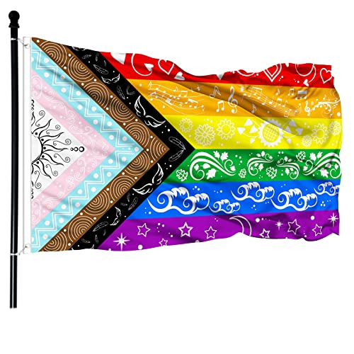 FULAISMGS Pride Flags Large LGBTQ Flag Bisexual Gay Progress Rainbow Flag 3x5FT Garden Outdoor Original Design Cute Print Pattern