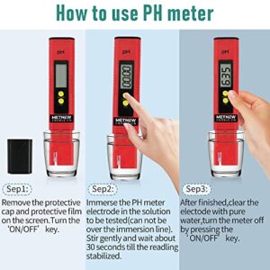 XYIE LTD Water pH Meter Used for pH Down and up of Pool Water ph Meter Digital is Faster Than ph Strips for Pool in The declining Test of ph Drops for Drinking Water Value FOM: 0-14.0 pH/Ca:土0.01