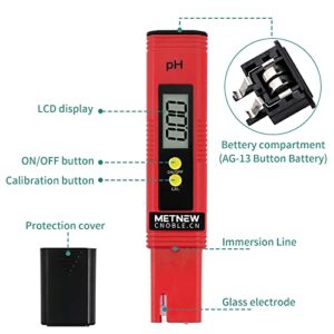 XYIE LTD Water pH Meter Used for pH Down and up of Pool Water ph Meter Digital is Faster Than ph Strips for Pool in The declining Test of ph Drops for Drinking Water Value FOM: 0-14.0 pH/Ca:土0.01