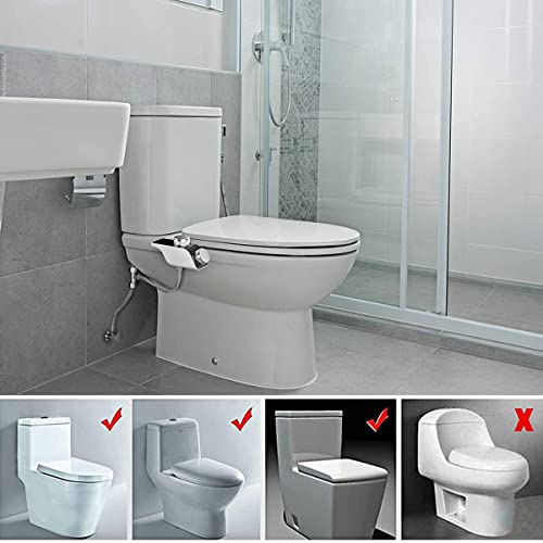 KKPOT Bidet Attachment for Toilet - Ultra Slim Non-Electric Bidet, Self Cleaning Dual Nozzle, Cold & Warm Water Bidet Seat Attachment with Temperature & Pressure Controls