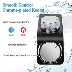 KKPOT Bidet Attachment for Toilet - Ultra Slim Non-Electric Bidet, Self Cleaning Dual Nozzle, Cold & Warm Water Bidet Seat Attachment with Temperature & Pressure Controls