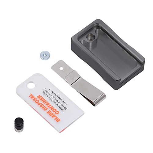 FOSHIO Blade Disposal Container, Grey Aluminum Alloy Magnetic Storage Box with Convenient Hanging Clip, Snap off Blades 9mm 18mm Safely Dispose of Used Blade Case