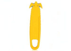 safety box cutter of stainless steel blade, safety utility cutter for cut carton and package (yellow-1 pc)