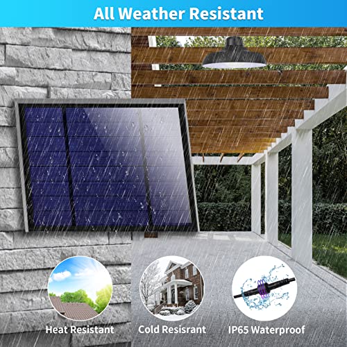 Solar Pendant Shed Light-3000K/4000K/6500K/Dimmable Lighting solar power light with Remote Control,IP65 Waterproof Timing Indoor/Outdoor Hanging Lantern Light,16.4ft Cord for Patio Garden Henhouse