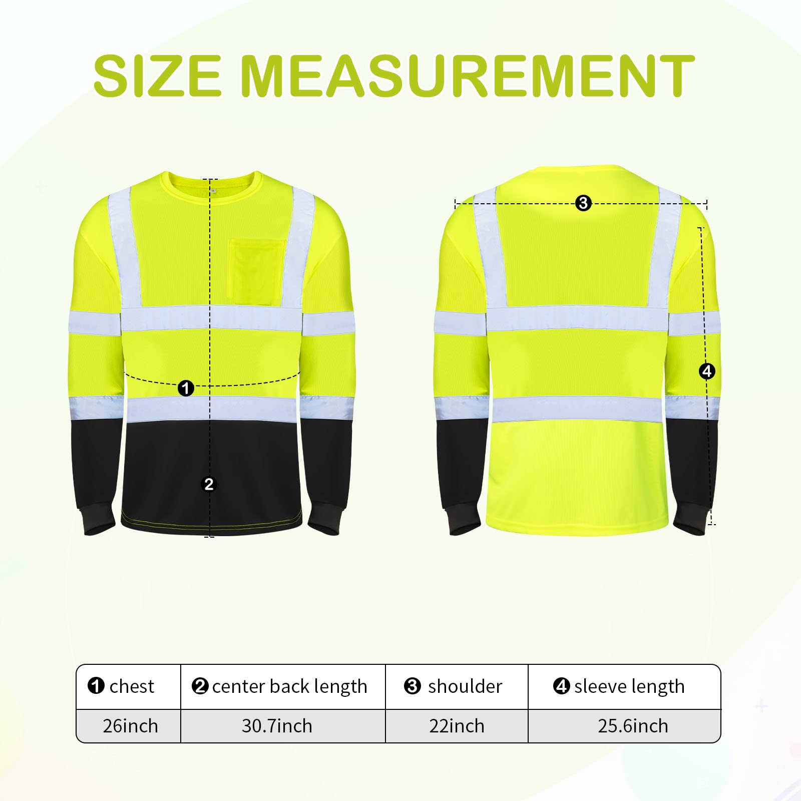 Zhanmai 6 Pack High Visibility Shirts Class 3 Reflective Safety Hi Vis Shirt Long Sleeve Wicking Safety Shirt with Pocket (Yellow)