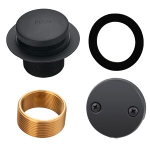 black tub drain tip-toe tub trim set conversion kit assembly, hidrop bathtub drain replacement trim kit with 2-hole overflow faceplate and universal fine/coarse thread, matte black