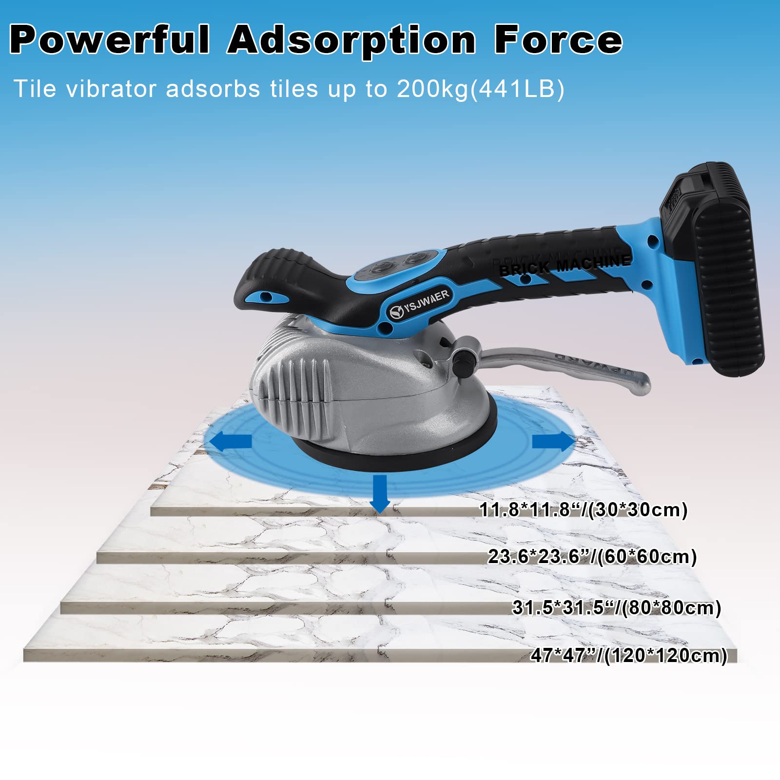 Tile Vibration Machine Installation Tool - YSJWAER Automatic Leveling Vibrator Tiling Suction Cup 6 Speeds Adjustable 10000mAh 18000r/min