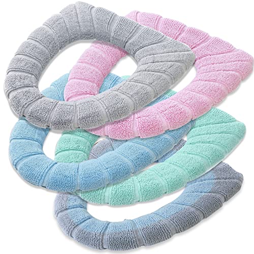 WANGXINYI 5Pcs Toilet Seat Cover Pads,Bathroom Soft Thicker Warmer Stretchable Comfortable and Washable (5 Colors)