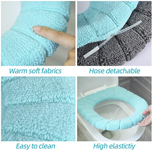 WANGXINYI 5Pcs Toilet Seat Cover Pads,Bathroom Soft Thicker Warmer Stretchable Comfortable and Washable (5 Colors)