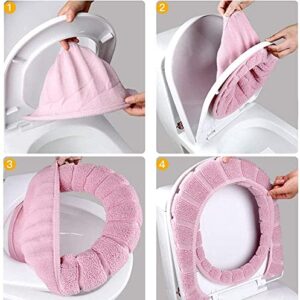 WANGXINYI 5Pcs Toilet Seat Cover Pads,Bathroom Soft Thicker Warmer Stretchable Comfortable and Washable (5 Colors)