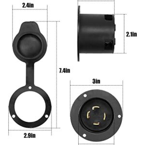 TADYAO 30Amps Flanged Power Inlet, NEMA L14-30P Generators Flanged Inlet Plug 125/250V 7500W RV Power Outlet with Cover