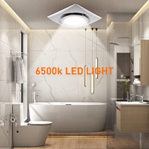 Bathroom Exhaust Fan With LED Light Ultra Quiet 1.0 Sones Ceiling Mount Exhaust Ventilation Fan 110 CFM for Home Bathroom Office Hotel