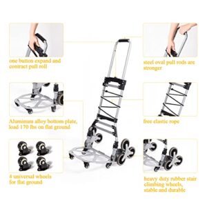 Stair Climbing Cart Hand Truck- HL Home-Link Shopping Cart Portable Folding Heavy-Duty 170 LB Load Capacity Trolley Luggage Delivery Hand Truck with Silent Wheels