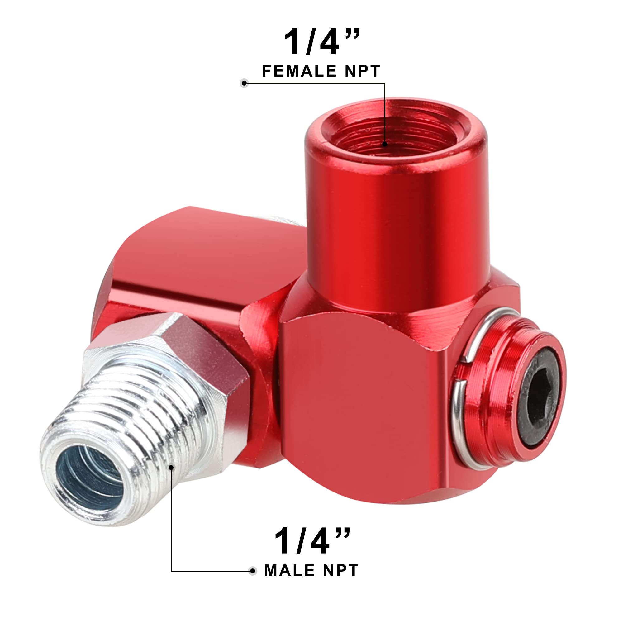 Hromee 1/4 Inch NPT 360 Degree Swivel Air Hose Connector, 1/4” Industrial Air Fittings and Pneumatic Tool Adapter 2 Pack