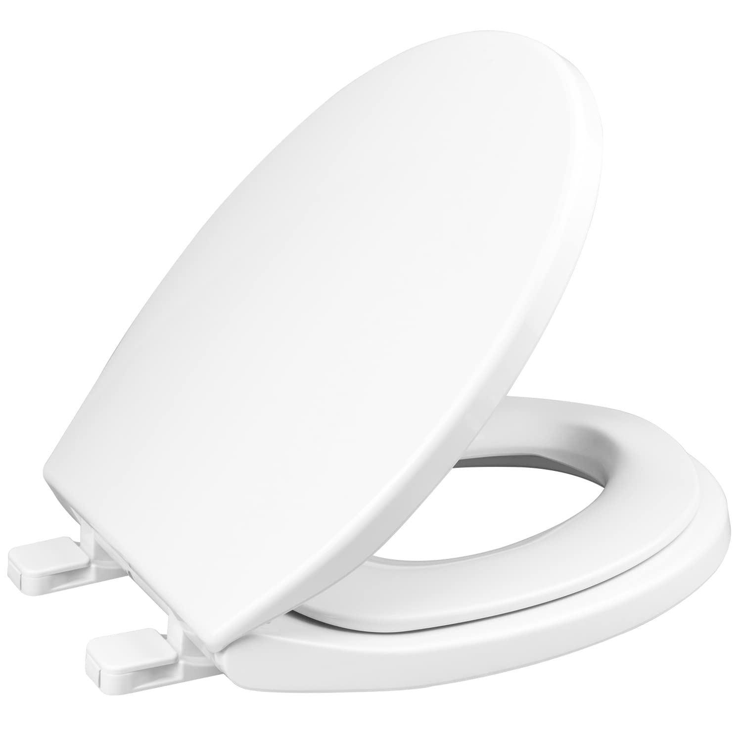 Round Toilet Seat with Slow Close Seat, Easy Clean, Plastic, White, Suitable Standard Round Toilet