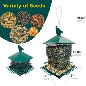 Meleave Bird Feeders for Outdoors, 6.5lb Large Capacity, Heavy Duty Metal Bird Feeder, Supports Cardinal, Finch, Blue Jay and Wild Birds