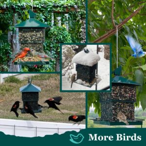 Meleave Bird Feeders for Outdoors, 6.5lb Large Capacity, Heavy Duty Metal Bird Feeder, Supports Cardinal, Finch, Blue Jay and Wild Birds