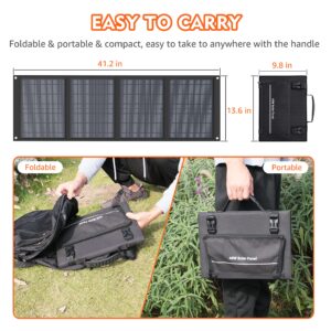 Apowking 100W Portable Power Bank with AC Outlet with 40W Foldable Solar Panel, Portable Laptop Charger for Camping, Home Emergency, Traveling, RV Trip