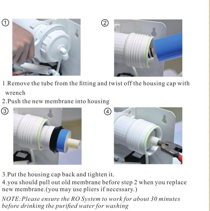 Geekpure Reverse Osmosis RO Membrane 75 GPD -NSF Certificated-Water Filter Replacement-Pack 4