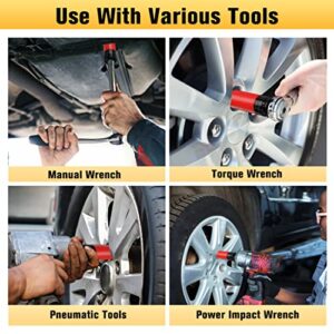 BOEN 1/2" Drive Wheel Protector Impact Socket, Non-Marring Lug Nut Thin Wall Deep Socket Set, CR-MO, 6 Point, Color-Coded Protective Sleeve | Metric 17 19 21 mm | SAE 13/16 7/8 inch (5 PCS)