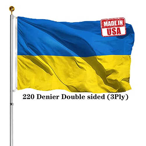 Hypoth Double Sided Ukraine Flag 3x5 FT Outdoor- UV Fade Resistant 3Ply Ukrainian National Flags Canvas Header with 2 Brass Grommets Easy to Rising