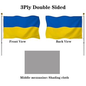 Hypoth Double Sided Ukraine Flag 3x5 FT Outdoor- UV Fade Resistant 3Ply Ukrainian National Flags Canvas Header with 2 Brass Grommets Easy to Rising