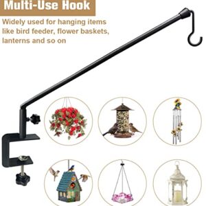 Tuohours 38 Inch Extended Reach Deck Hook Hanger for Railing, Heavy Duty Outdoor Plant Hook Holder for Hanging Bird Feeder Flower Basket Planter or Lanterns, 1 Pack