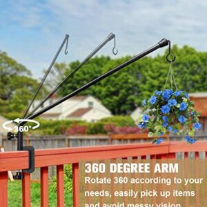 Tuohours 38 Inch Extended Reach Deck Hook Hanger for Railing, Heavy Duty Outdoor Plant Hook Holder for Hanging Bird Feeder Flower Basket Planter or Lanterns, 1 Pack