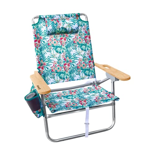 Hurley Mid-Height Wood Arm Beach Chair, One Size, Hawaiian Gardens White