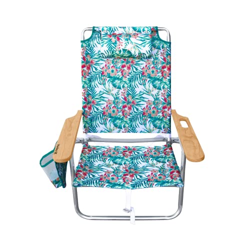 Hurley Mid-Height Wood Arm Beach Chair, One Size, Hawaiian Gardens White