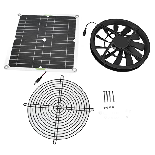 Solar Panel Fan Kit, 100W 12V Waterproof Solar Exhaust Fan Portable Ventilator with Metal Protection Mesh Solar Powered Exhaust Fan for Chicken Coops, Greenhouses, Sheds, Pet Houses, Window Exhaust