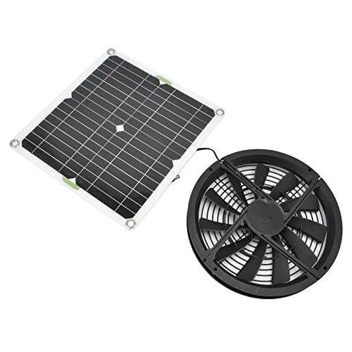 Solar Panel Fan Kit, 100W 12V Waterproof Solar Exhaust Fan Portable Ventilator with Metal Protection Mesh Solar Powered Exhaust Fan for Chicken Coops, Greenhouses, Sheds, Pet Houses, Window Exhaust