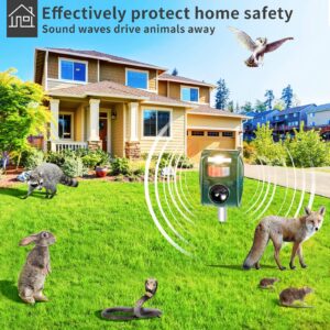 GOLDENPEAK Ultrasonic Animal Repellent Outdoor Cat Repellent Solar Animal Repeller. Motion Activated and Flashing LED Light Siren Repeller. for Dog, Raccoon, Deer, Bird, Skunk, Squirrel, Rabbit, Fox