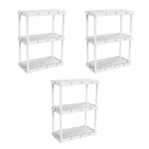 gracious living knect a shelf light duty 3 shelf interlocking storage units for home, office, basement, or garage storage, white (3 pack)