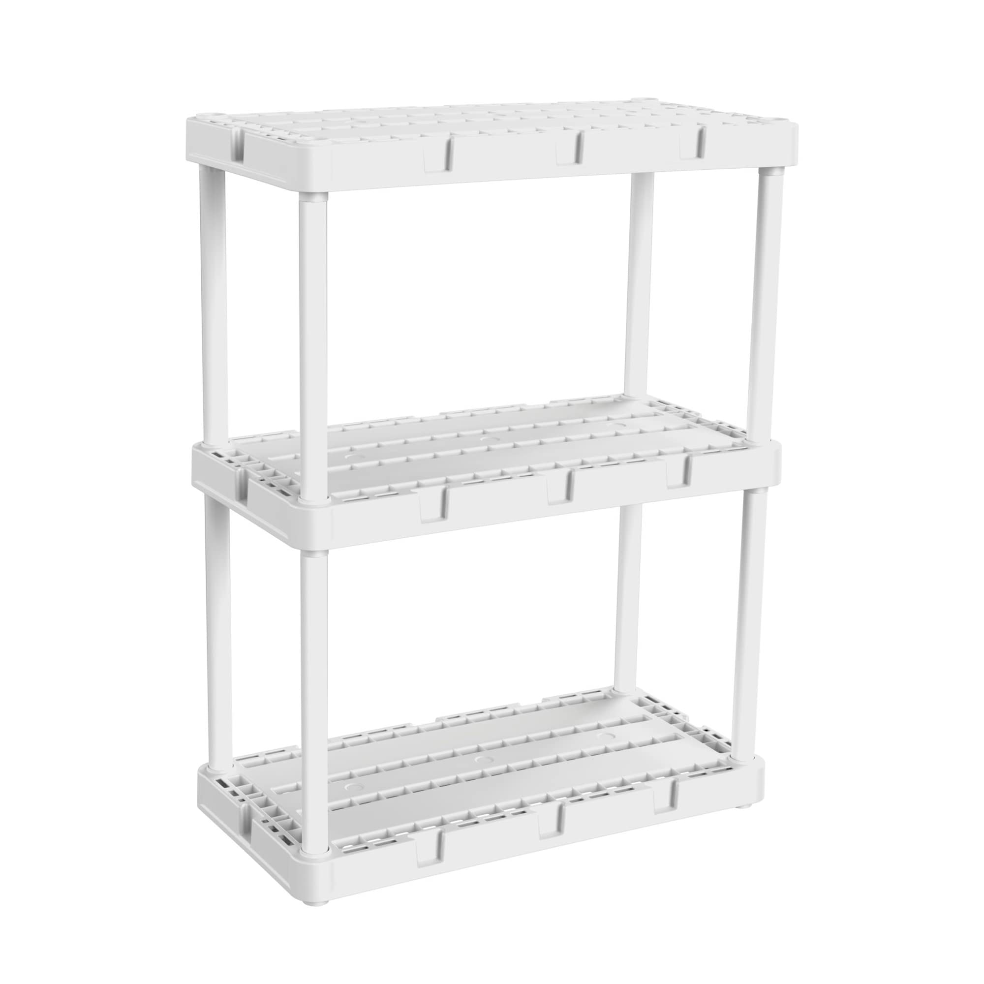 Gracious Living Knect A Shelf Light Duty 3 Shelf Interlocking Storage Units for Home, Office, Basement, or Garage Storage, White (3 Pack)