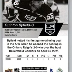 2021-22 Upper Deck NHL Star Rookies Box Set #8 Quinton Byfield Los Angeles Kings Official NHL Hockey Card in Raw (NM or Better) condition