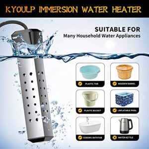 Pool Heater, Pool Heater for Above Ground Pool, Water Heater, 2000W Automatic Power-Off Portable Water Heater for Pool with Thermostat for Non-Conductive containers