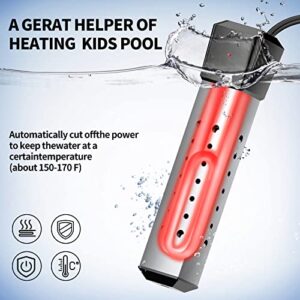 Pool Heater, Pool Heater for Above Ground Pool, Water Heater, 2000W Automatic Power-Off Portable Water Heater for Pool with Thermostat for Non-Conductive containers